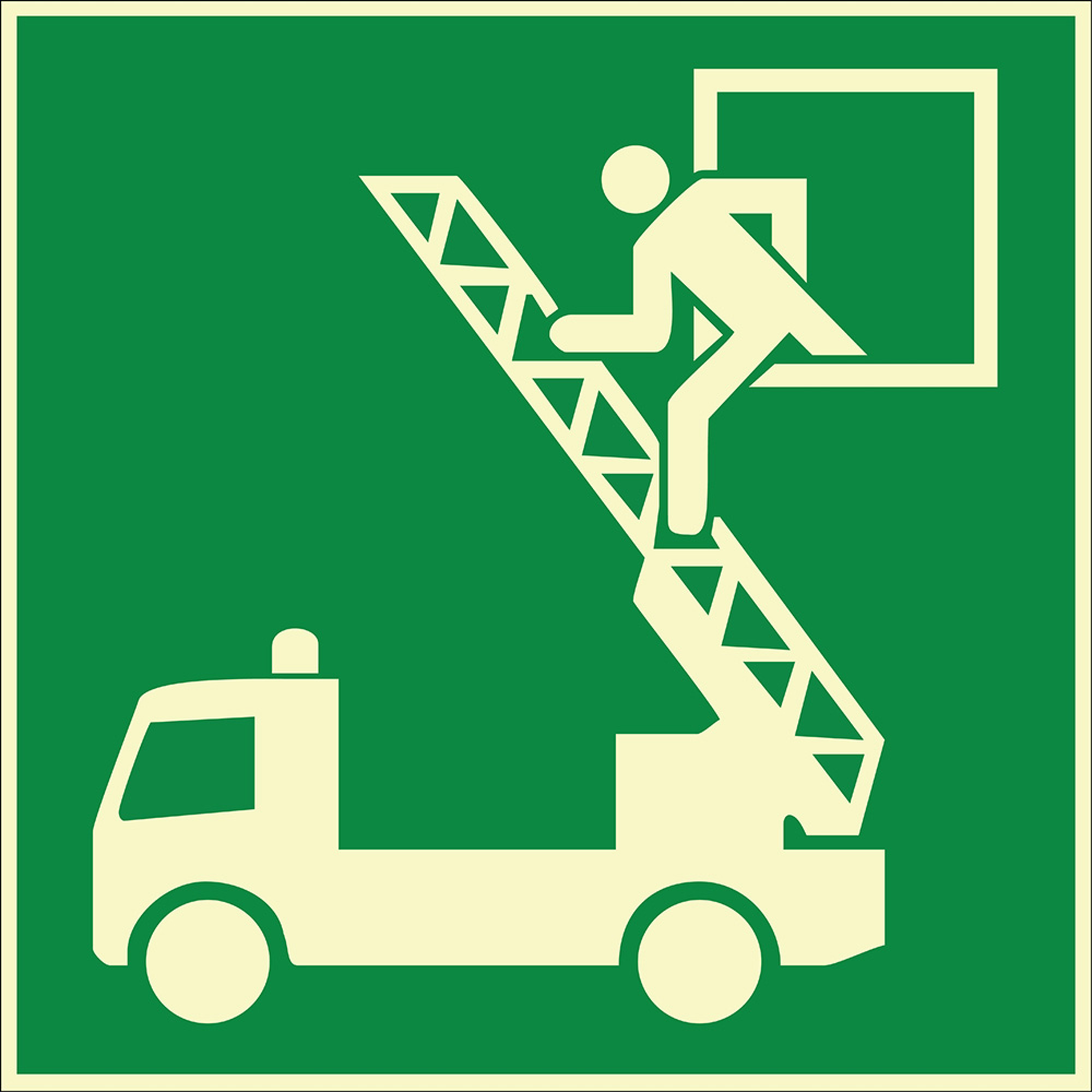 Emergency Exit Window Sign Board For Phosphorescent Fire Engine Ladder