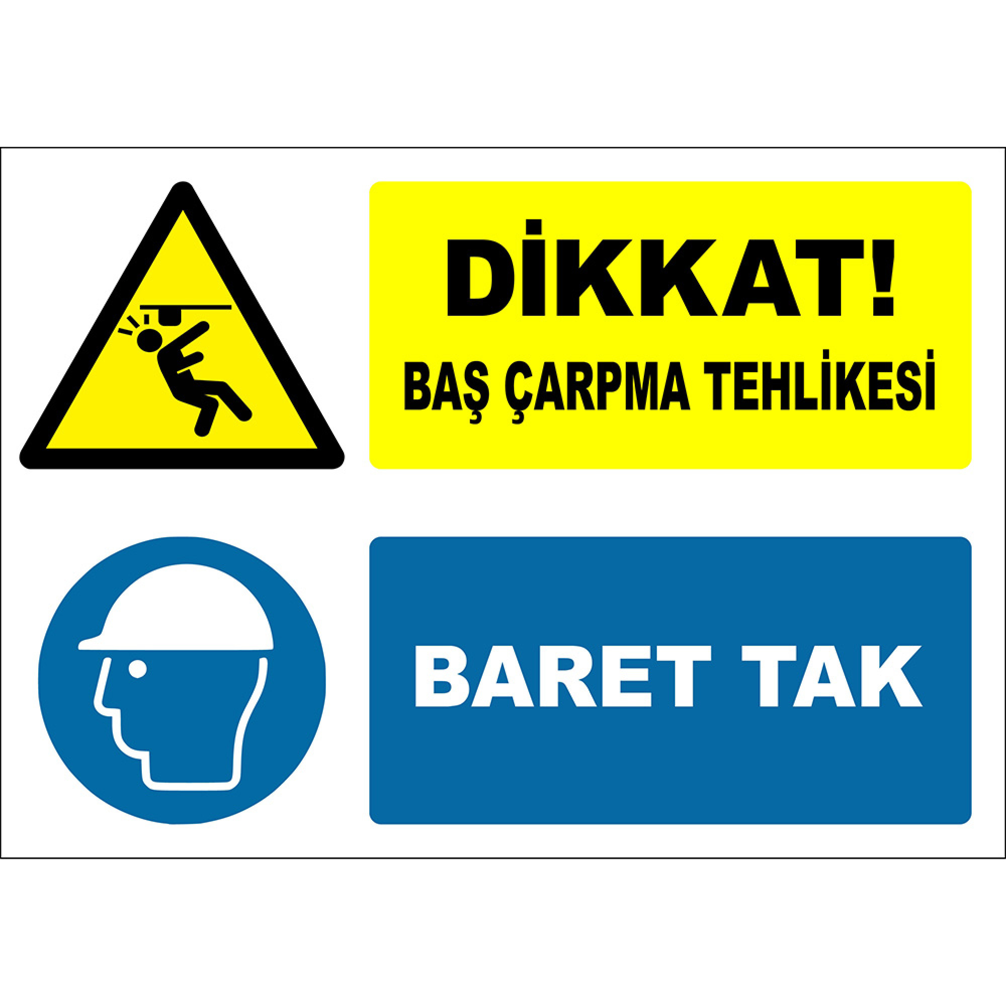 Caution Head Impact Hazard Hard Hat Wear Sign Board Sign Label EF2155