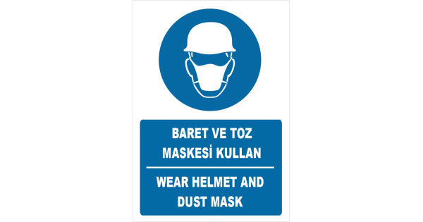 Turkish English Use Hard Hat and Dust Mask Sign Board Sign Sticker ZY1457