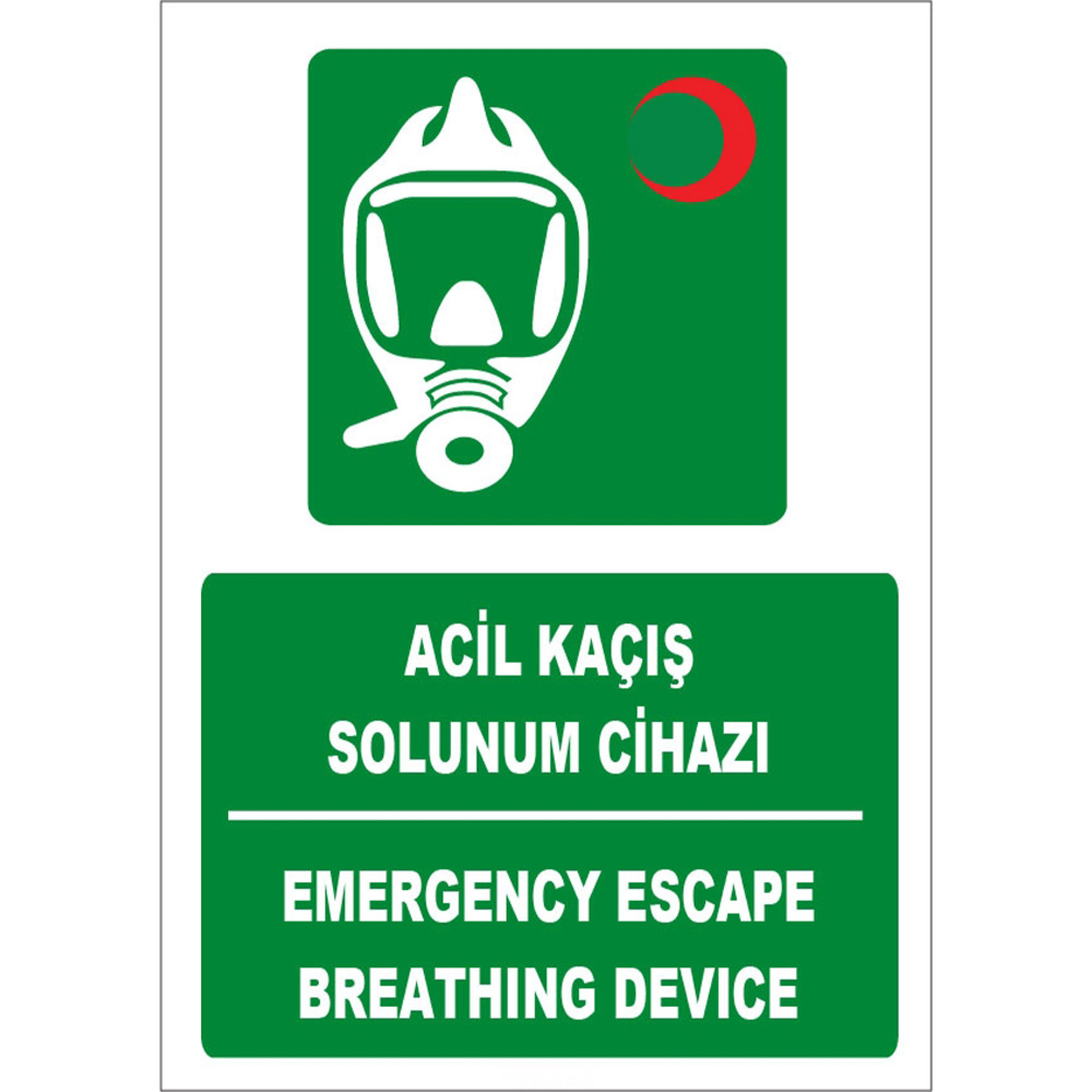 Turkish English Emergency Escape Respirator Sign Board Sign Sticker ZY1821