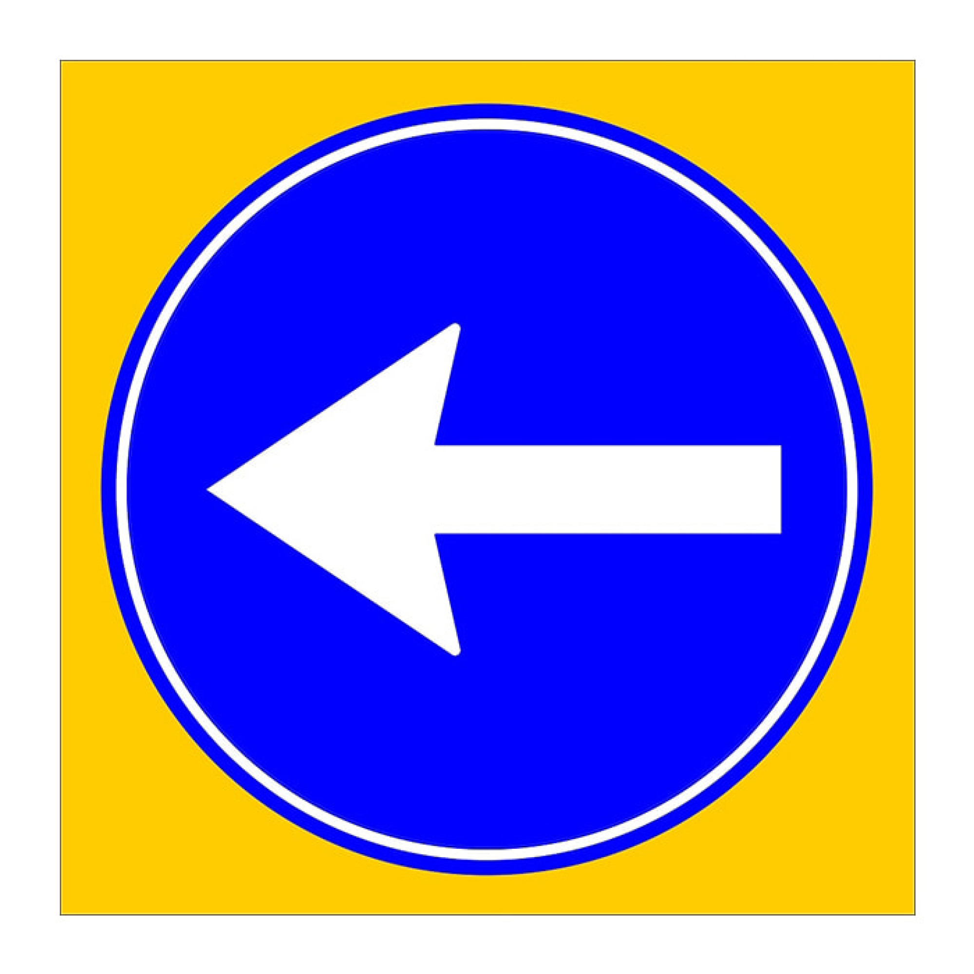 Traffic Sign Meaning Left Compulsory Direction Sign Traffic Sign Mark