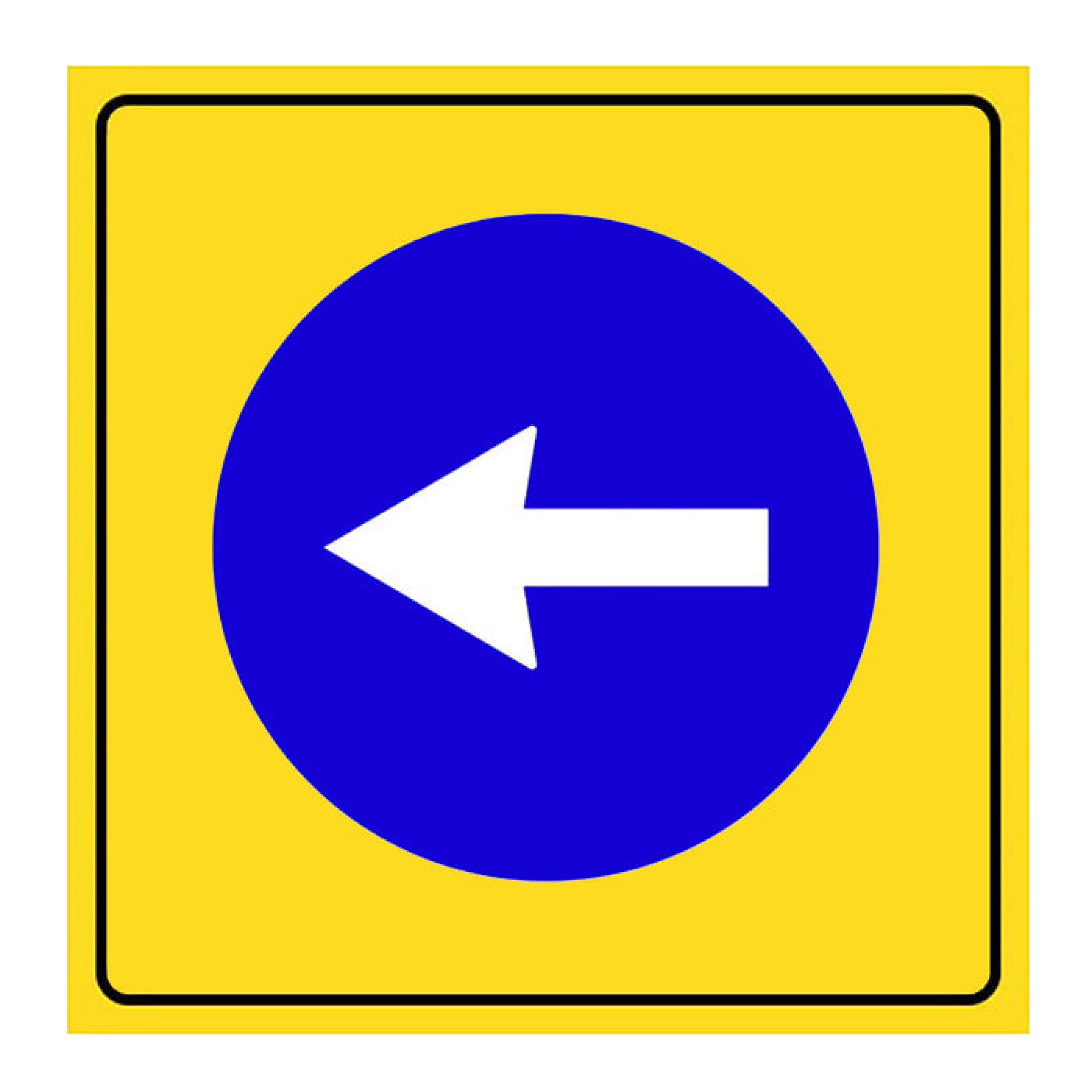 Left Compulsory Direction Sign Left Mandatory Traffic Sign Road ...