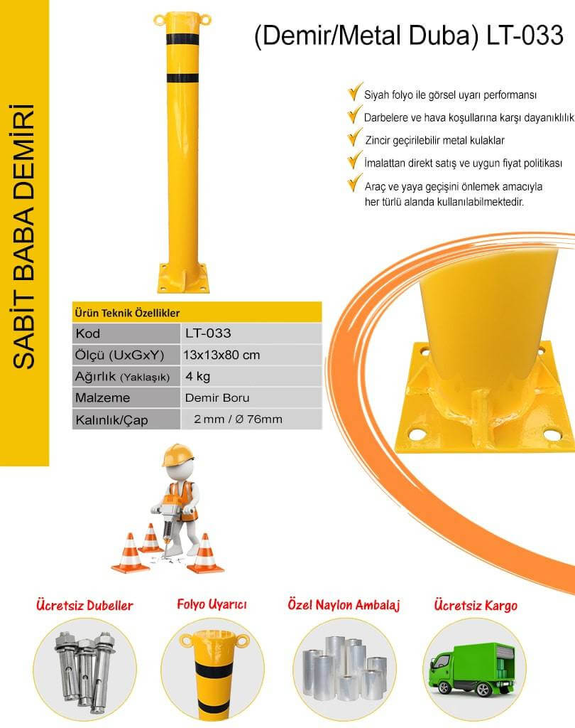Demir Bariyer Metal Duba Delinatör Sabit Baba Park Bariyeri Lt-033 Fiyatları ve Özellikleri